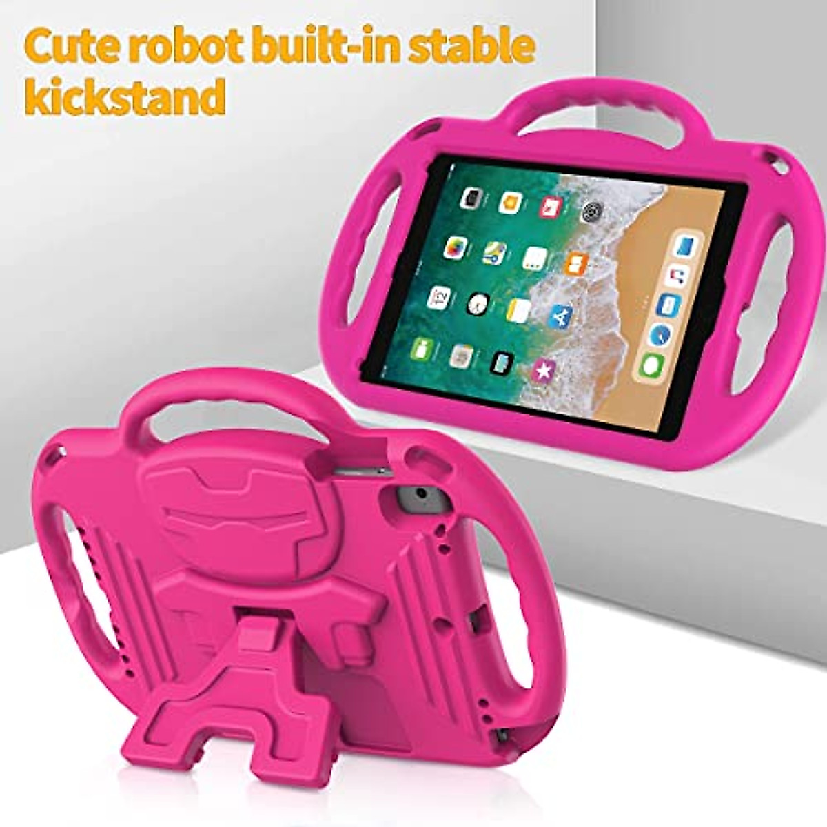 BMOUO Kids Case for iPad 6th/5th Generation (9.7 inch, 2018/2017), iPad Air 1 & iPad Air 2 Kids Case with Shoulder Strap for for iPad 9.7” (iPad 6th/5th Gen)/iPad Air 1st/2nd Generation, Rose