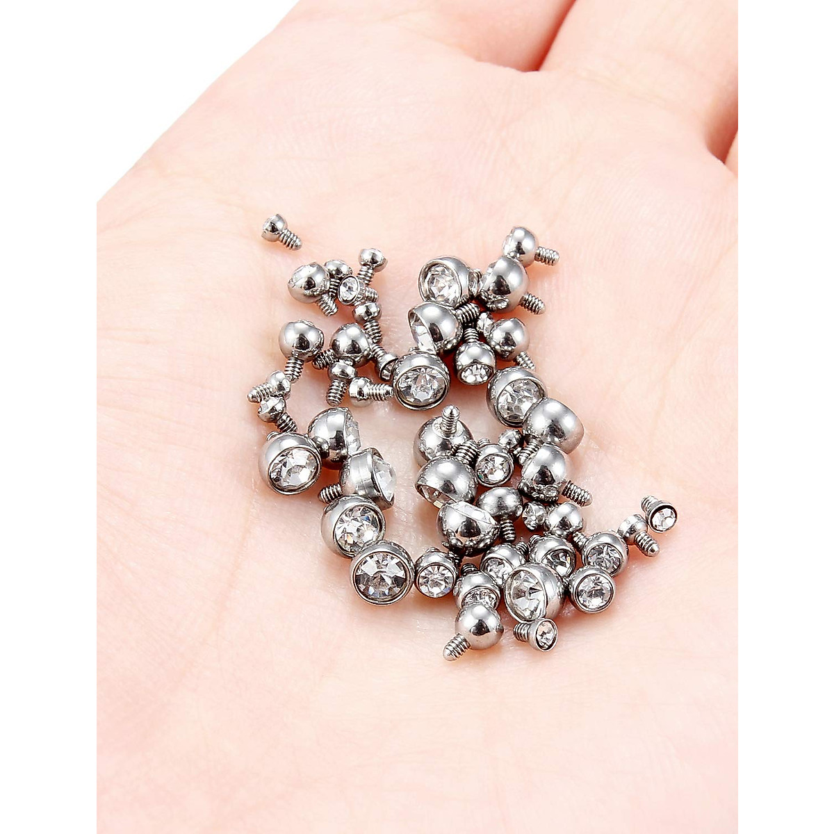 Gadeaila 14G Dermal Piercing Jewelry, 48Pcs Titanium Anchor Tops with 2/3/4MM White CZ Diamonds, for Women & Men