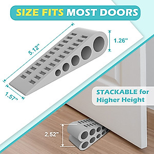 Door Stoppers for Bottom of Door - 4 Pack Rubber Security Wedge Stackable Heavy Duty Door Stop with Holder for Home Office Classroom on Carpet, Concrete, Linoleum & Wood House Warming Gifts New Home