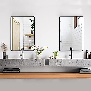 ZenStyle 2 Packs Black Metal Framed Rectangular Wall Mirror 24" x 36" Bathroom Mirror with Peaked Trim for Entryways, Living Rooms, Bathrooms