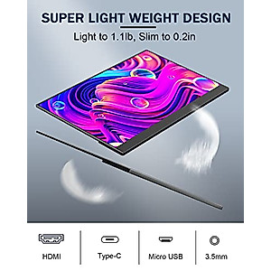 Feiasia Portable Monitor Extremely Slim&Lightweight 15.6 Inch 1080P USB-C Laptop Monitor HDMI Computer Display Gaming Monitor with Smart Cover&Speakers Travel Monitor for Laptop PC Mac Phone Switch