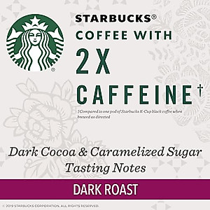 Starbucks Dark Roast K-Cup Coffee Pods with 2X Caffeine, for Keurig Brewers, 6 boxes (60 pods total)