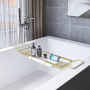 JAHH Retractable Shelf Stainless Steel Bathtub Storage Rack Bathroom Bathtub Tray Kitchen Bathroom Organizer (Color : E)