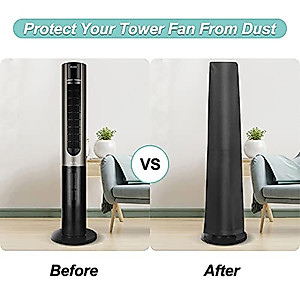 NEWFOM Tower Fan Cover,Protective Tower Fan Dust Cover Waterproof Oscillating Tower Fan Covers With Remote Stand up Fan Cover for Home Bedroom and Office(Only Cover)