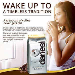 Danesi Caffe Italian Coffee Beans (Whole Roasted Coffee Beans for Espresso) - Espresso Coffee Beans (Medium Roast Whole Bean) Coffee Bean - Coffee Beans Espresso - Coffee Whole Bean - GOLD (2.2lb)