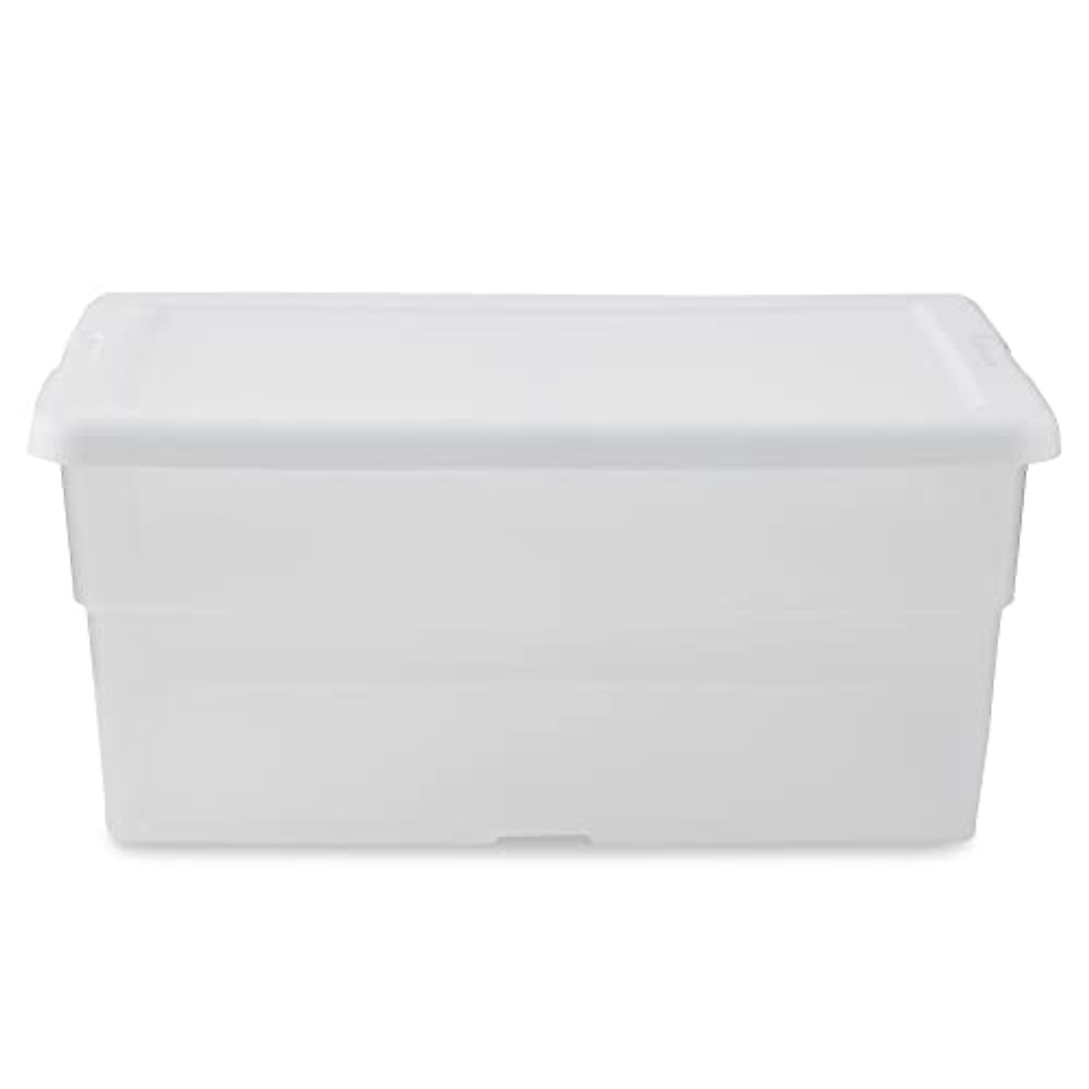 Sterilite 16 Qt Stackable Clear Plastic Storage Bin Tote Container Organizer with Handles & Indented White Lid for Organization and Storage (24 Pack)