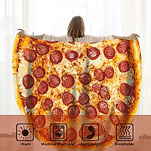 moonysweet Pizza Blanket for Adult and Kids Novelty Food Blanket Adult Size Funny Realistic Throw Blanket Fuzzy Fleece Blanket Flannel Gift for Teens Boys and Girls 60 inches
