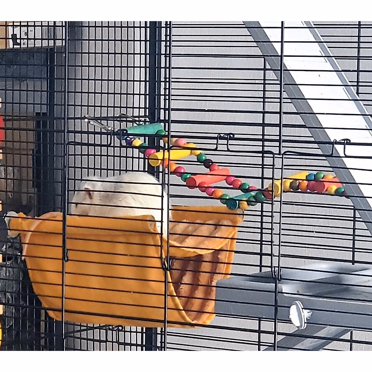 DS. DISTINCTIVE STYLE Bird Ladder Toys Coloured Flexible Parrot Swing Bridge Wooden Cockatiel Cage Hanging Climbing Ladder (39 in (16 Steps))