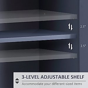 HOMCOM Sideboard, Buffet Cabinet with 4 Tempered Glass Doors, Stripe Pattern and Adjustable Storage Shelf, Credenza, Gray