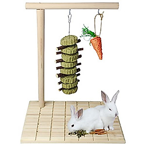 Hamiledyi Bunny Wooden Scratch Board Feet Pad,Rabbit Chew Toys Teeth Grinding Paws Rotatable Pet Play Toy for Chinchillas Guinea Pigs Rabbits Parrots and Other Small Pets