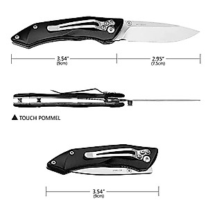 Black Folding Pocket Knife, 8cr13mov Stainless Steel Blade, Lightweight Aluminum Handle, Safety Liner-Lock, Belt Clip, Perfect for Camping, Hunting, Hiking, and Every Day Carry