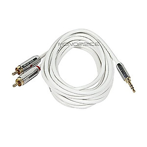 Monoprice Audio Cable - 10 Feet - White | Stereo Male to RCA Stereo Male Gold Plated Cable for Mobile