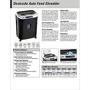 Dahle PaperSAFE 22080 Auto-Feed Paper Shredder, Oil Free, 80 Sheet Tray, Security Level P-4, Shreds CDs, Credit Cards & Paper Clips