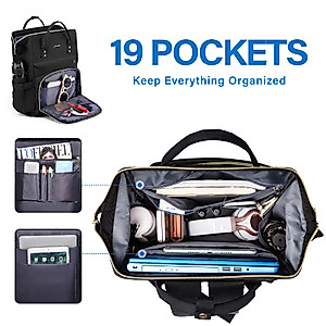 LOVEVOOK Laptop Backpack Women Teacher Backpack Nurse Bags, 15.6 Inch Womens Work Backpack Purse Waterproof Anti-theft Travel Back Pack with USB Charging Port (Black)