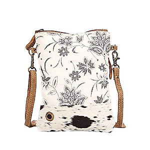 Myra Bag Bloom Bleach Upcycled Canvas & Cowhide Small Crossbody Bag S-1501