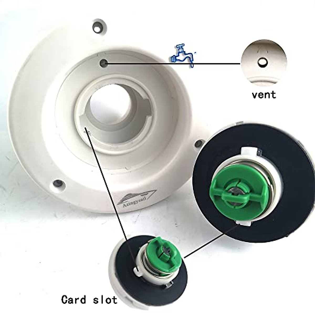 kuayi RV Fresh Water Locking Cap Spring and Seal Ring Design with Inlet Gravity Fresh Water Filling Hatch for Camping Trailer Gravity RV (White)