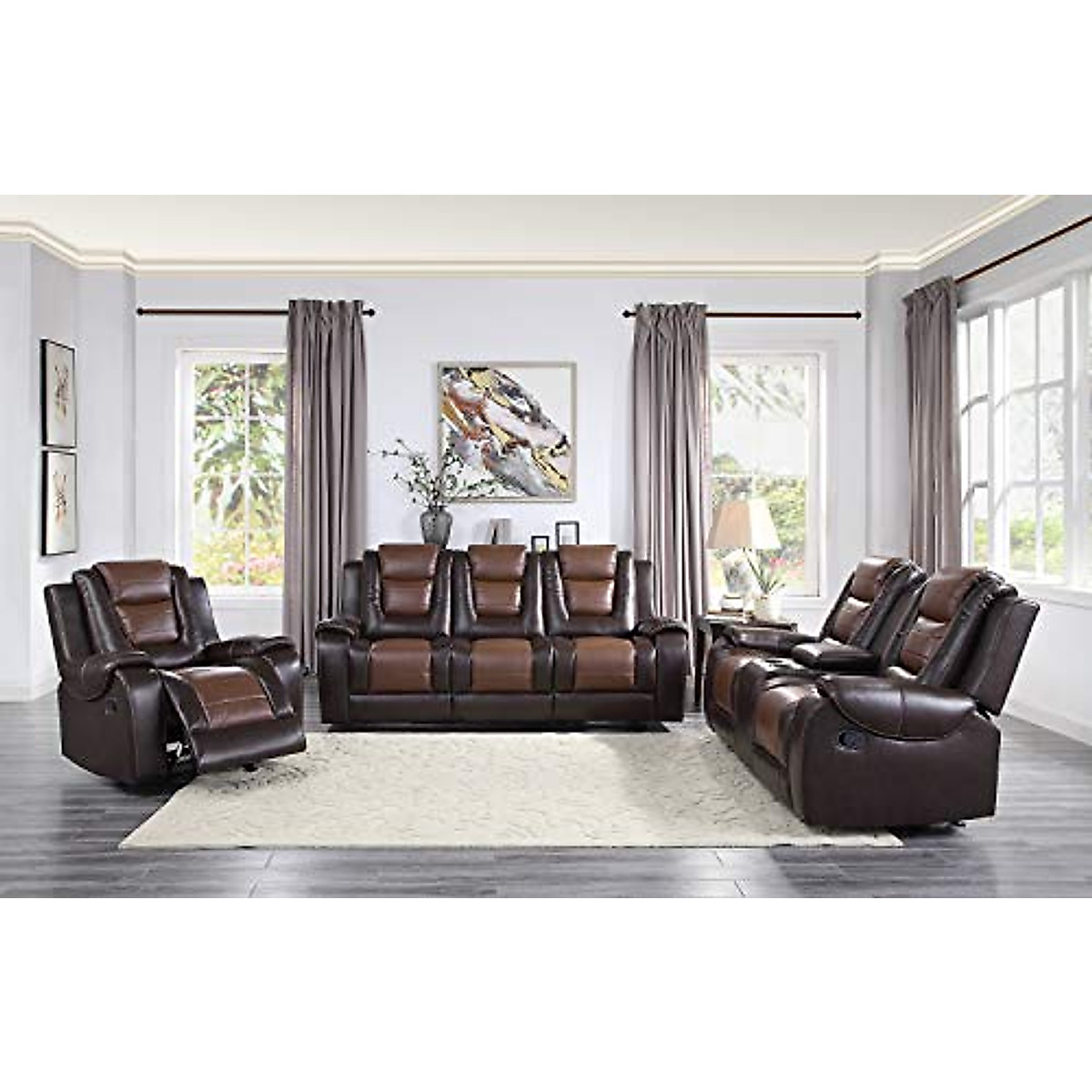 Lexicon Matteo Glider Reclining Chair, Two-Tone Brown