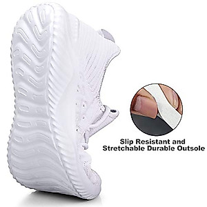 Feethit Womens Slip On Walking Shoes Non Slip Running Shoes Breathable Workout Shoes Lightweight Gym Sneakers White Size 10
