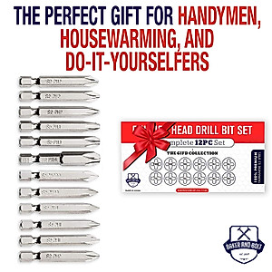 Phillips Screwdriver Drill Bit Set (Premium 12pc Complete Set) w/Storage Case and Bit Holder - 1/4in Hex Shank Magnetic Bit Set - Impact Ready - S2 Steel - Long 2in Heads for Drills. Baker and Bolt