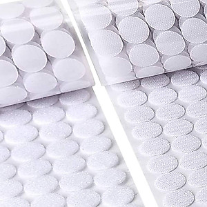 Self Adhesive Dots, 1000Pcs(500 Pair Sets) 0.59 Inch Diameter Strong Self Adhesive Dots for Classroom Nylon Sticky Back Coins Hook Loop Strips, Small Circle Dots Stickers Tapes, White