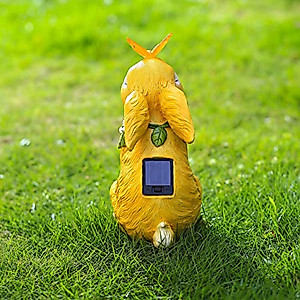 TOGYEUK Rabbit Garden Statue,Large Easter Bunny Statue,Resin Outdoor Rabbit Figurines with Solar Butterfly Light,Bunny Decor for Yard Lawn,Animal Figurine Ornament for hanksgiving Day, Christmas