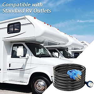 VOGREX 25FT 50 Amp Generator Cord and Power Inlet Box, NEMA 14-50P to SS2-50R Extension Cord 25 FT with NEMA SS2-50P Generator Inlet, ETL Listed, Weatherproof