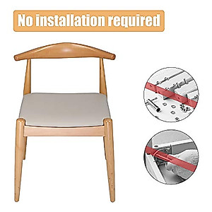 LUCKYERMORE 4 Pcs Assembled Mid-Century Dining Chair Armless Low-Back Side Chair with Faux Leather Seat,Beige