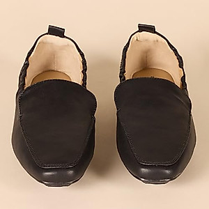 Amazon Essentials Women's Square Toe Soft Slip on Loafer, Black Faux Leather, 12