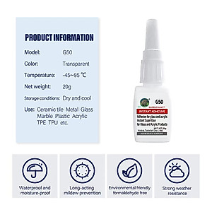 Glass Glue 20g,Glue for Acrylic,for bonding Between Glass and Glass,Glass and Other Material.Instant Super Glue for Glass,Acrylic,Crystal,DIY Craft,Mirror,Window,Glass Product