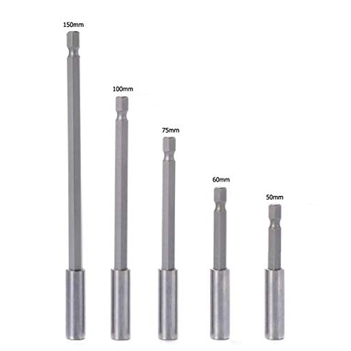 10-Pieces Magnetic Bit Holder Extension, 1/4 inch Hex Shank Heavy Duty Quick Release Screwdriver Drill Bit Holder Extension Set for Screws, Nuts, Drills, Handheld Drivers 50/60/75/100/150mm