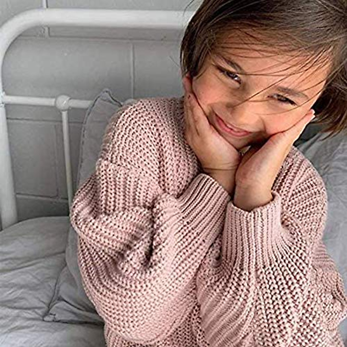 chengchuang Newborn Baby Girls Boys Sweatshirt Blouse Pullover Knit Sweater Warm Crewneck Long Sleeve Tops for Infant Toddler (B-Pink, Age 12-18 Months)