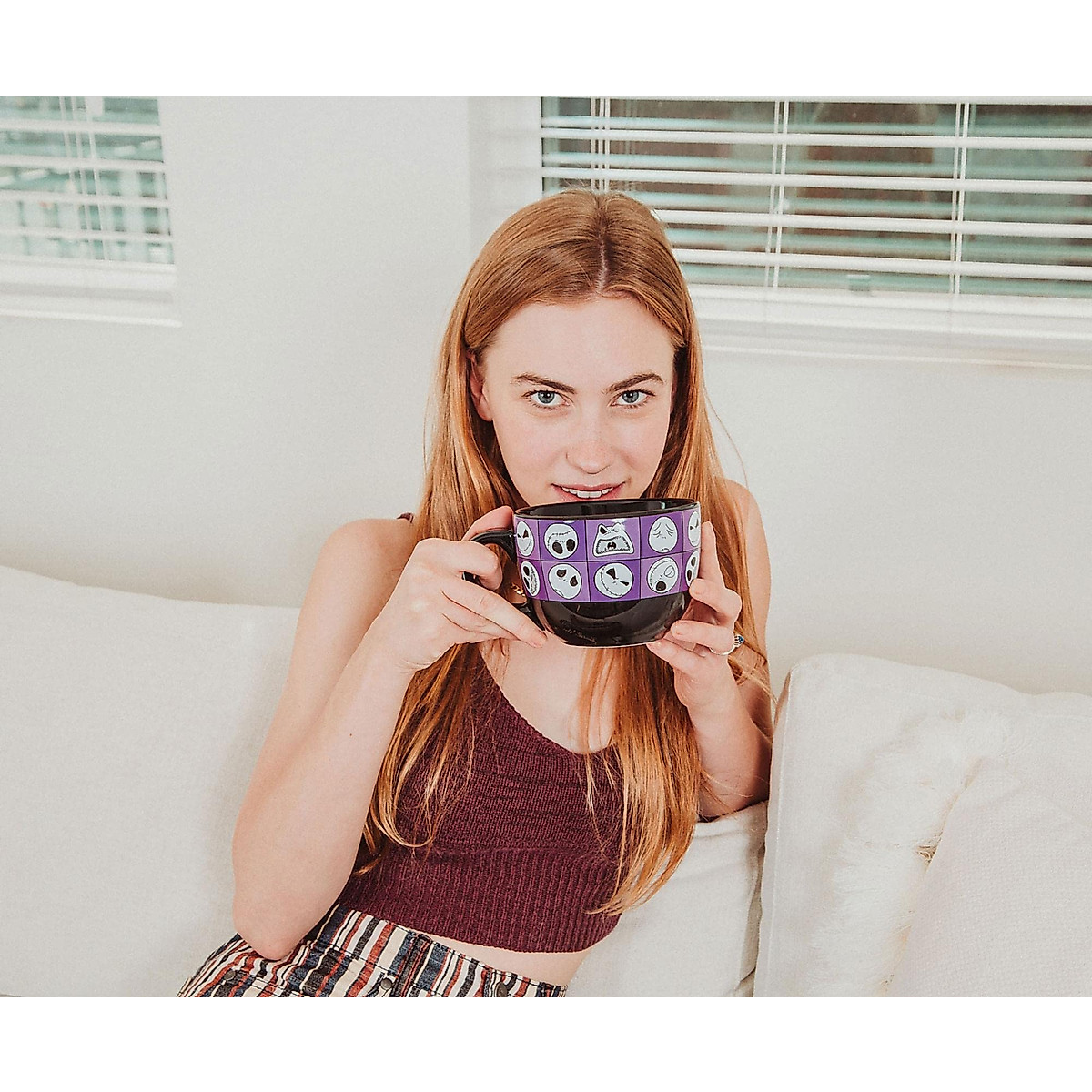 Disney The Nightmare Before Christmas Jack Expressions Ceramic Soup Mug | Bowl For Ice Cream, Cereal, Oatmeal | Large Coffee Cup For Espresso, Caffeine | Home & Kitchen Essentials | Holds 24 Ounces