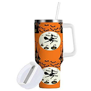 RPLIFE Halloween Haunted Houses 40oz Tumbler with Handle, Stainless Steel Tumbler with Straw, Coffee Tumbler
