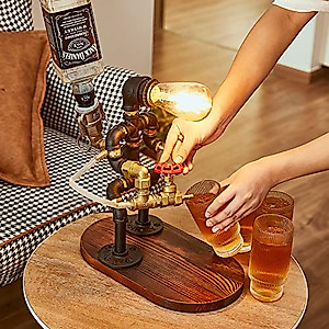 Steampunk Handcrafted Liquor Dispenser - Pipe Robot Lamp, Alcohol Whisky Wine dispenser, Industrial Whiskey Holder, Rustic Style, Man Cave, Decanter Whiskey Gift, Bar Restaurant Cafe - Gifts for Him