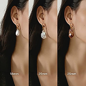 Natural Baroque Pearls Hoop Earrings for Women Pearls Drop Dangle Earrings Handpicked 18MM Freshwater Baroque Pearls for Women Pearl Earrings Collection