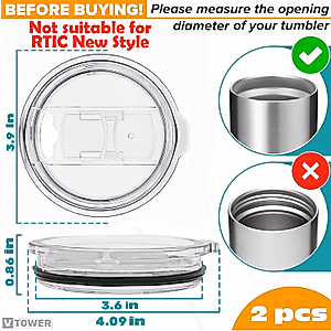 Coffee Tumbler Replacement Lids Yeti - 2Pcs Spill Proof Lids for Yeti Tumblers - Compatible with Yeti Lids 30 oz and others Cup - Lids for Stainless Steel Tumbler Travel Cup Yeti 30 Oz Сup lids