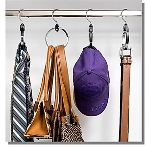 Closet Organization Bundle featuring 1 Multipurpose Rolly Hangers and 12 Hook hanger Connectors. This unbeatable combination is designed to solve your closet space limitations by creating space-saving