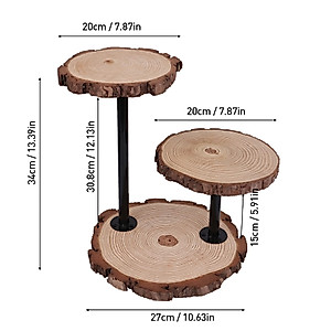 Wood Cupcake Stand Holder, Round Cake Stands for Weeding Dessert Table, 3 Tier Cake Didplay Stands for Party Presenting, Birthday, Parties, Weddings, Natural Wooden Cake Stand Dessert Display