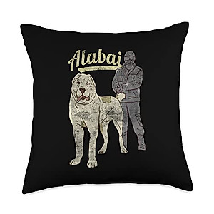 Alabai Retro Vintage Alabai Dog Lovers Retro Style Men Women and Kids Apparel Throw Pillow, 18x18, Multicolor