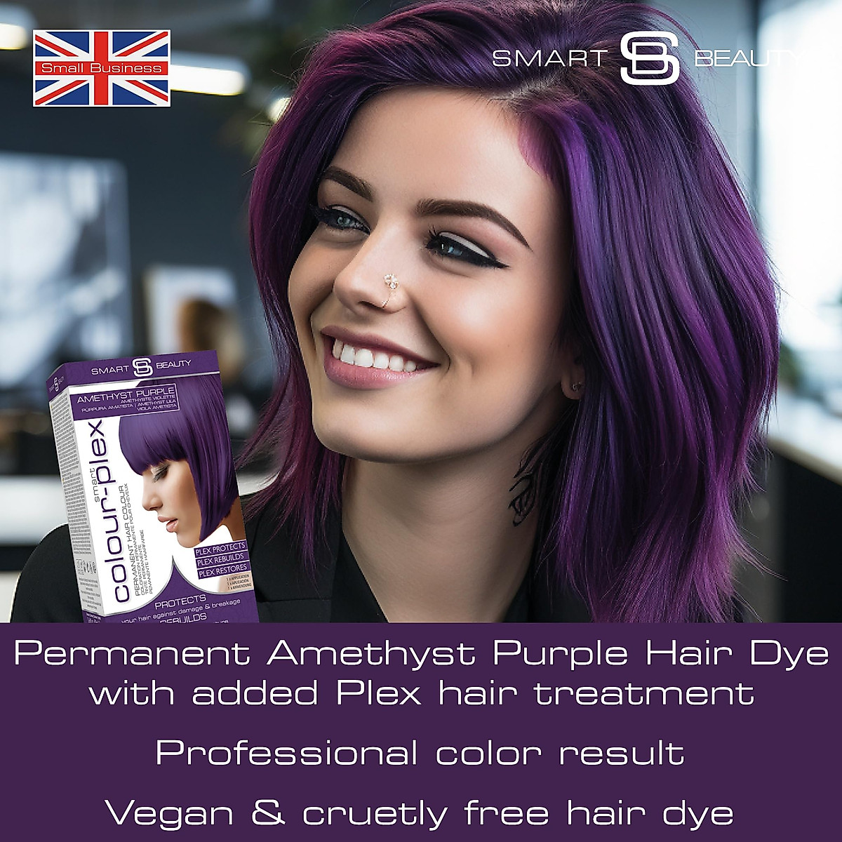 Amethyst Purple Hair Dye Permanent with Anti-Breakage Plex Hair Care, Vegan Hair Dye & Cruelty-Free, 100% Grey Coverage, purple Hair Color, For All Hair Types. Smart Beauty