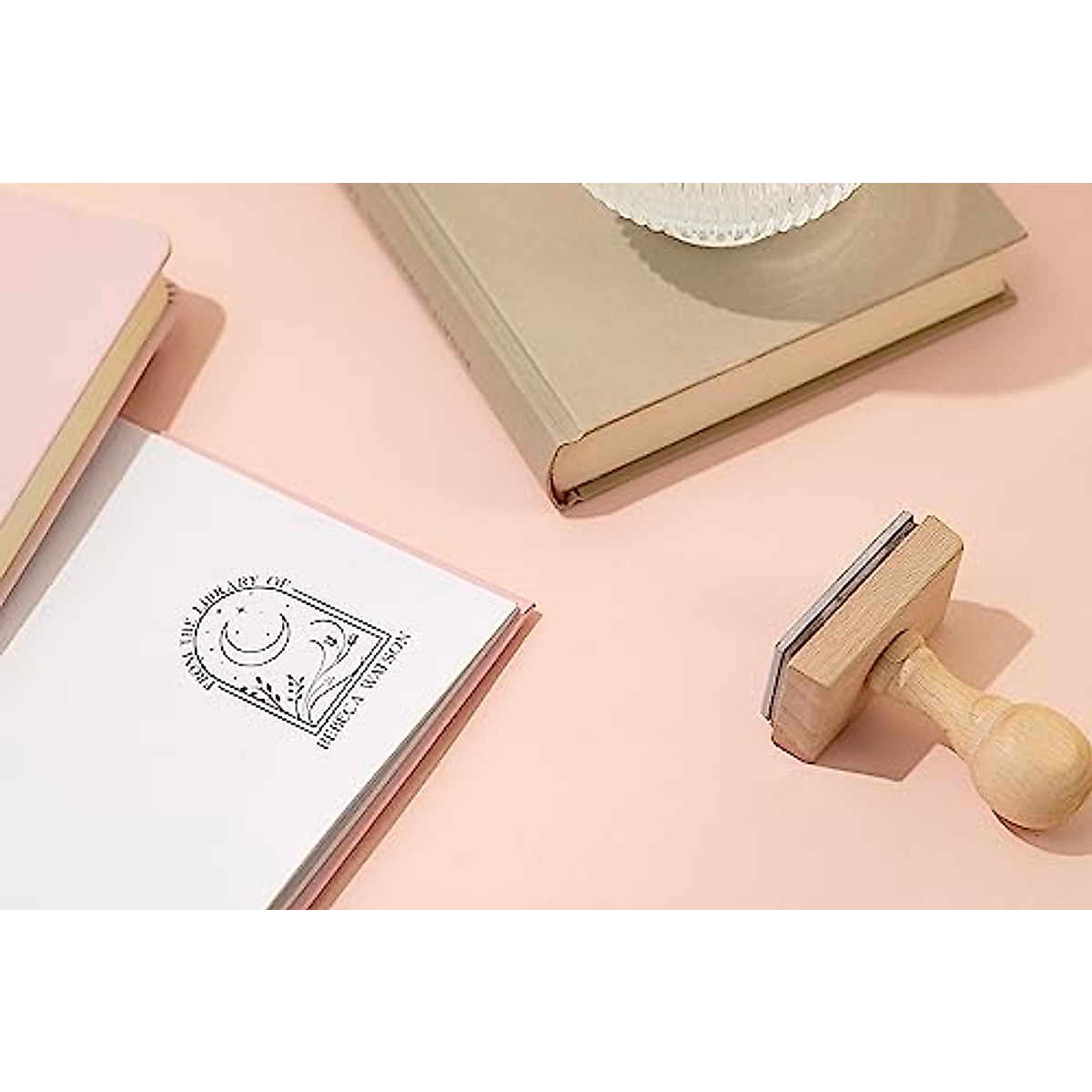 Stamp by Me | from The Library of | Custom Book Embosser Stamp | Floral Book Stamp | Personalized Teacher Stamp | Custom Library Stamp | Custom rubber stamp (Rubber Stamp)