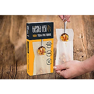 Tiesta Tea - Loose Leaf Tea Filters, 100 Count, Disposable Tea Infuser, 100% Natural Unbleached Paper, Steeps Hot Tea, Iced Tea & Coffee, Eco-Friendly, Single Serve Filter for one Cup, Empty Tea Bags