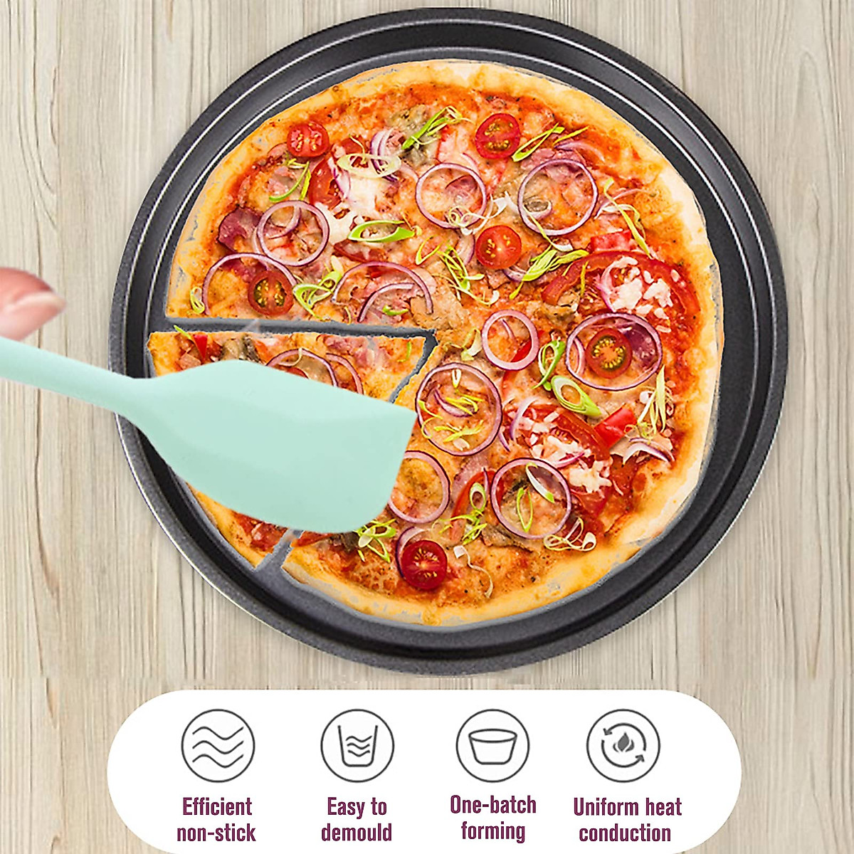 Non-Stick Oven Pizza Pan, 12 Inch Pizza Pans, Round Cake Baking Pan for Home Restaurant Kitchen Oven Baking, Easy to Clean and Dishwasher Safe