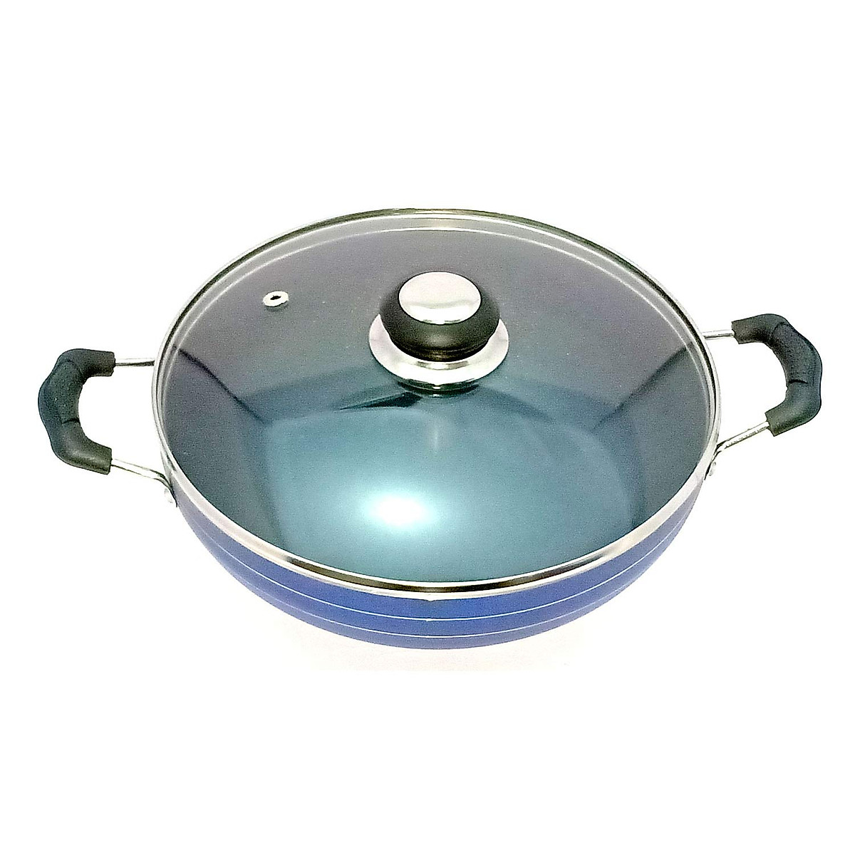 Induction Base Deep Kadai Non-Stick Aluminium Kadhai Deep Fry Pan Nonstick 2.2 litre Kadhai with Glass Lid 240 mm 9.5 Inches(Induction and Gas Compatible)