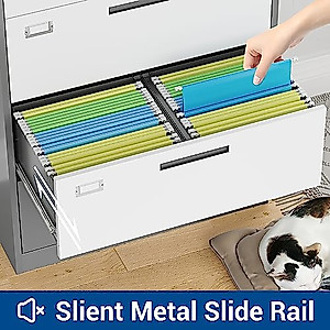 Fesbos 4 Drawer Lateral File Cabinet with Lock, Metal Steel Filling Cabinets for Home Office, Lockable Storage Cabinet for Hanging Files Letter/Legal/F4/A4 Size-Assembly Required