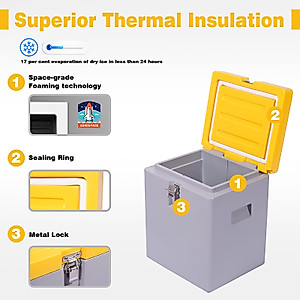 ICECON 30 Liter Dry Ice Storage Insulated Container Chest,27QT, 1 CU FT