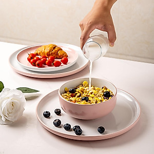 GBHOME Ceramic Dinnerware Sets,Double Color Glaze Plates and Bowls Set,Highly Chip and Crack Resistant | Dishwasher & Microwave Safe | Round Dishes Set Service for 4 (12pc)