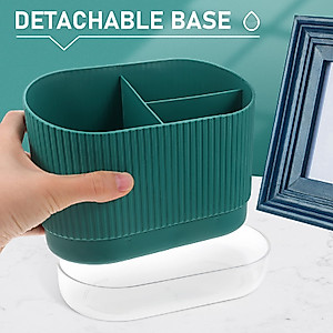 TOPBATHY Kitchen Utensil Draining Chopstick Cage Silverware Drainer Basket 3 Divided Cutlery Drying Utensil Crock Sink Countertop Flatware Organizer for Spoons Forks Green