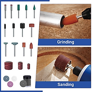 APEXFORGE M0 & M0 Plus Rotary Tool Accessories Kit, 357Pcs + 519Pcs Accessories, Keyless Chuck, 1/8" Diameter Shanks, Universal Fitment for Easy Cutting, Sanding, Grinding, Carving, Drilling, Engravin