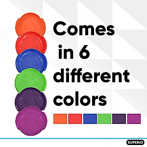 Superio Round Snow Saucer Sleds- 24” Plastic Disc Sleds for Kids and Adults- Heavy Duty Sled Discs with Handles for Downhill Sledding, Winter Outdoor Sports, (Red, Blue, Green, Purple)